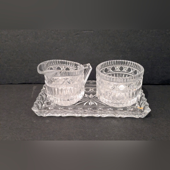 Dining | Crystal Creamer And Sugar Set With Tray | Poshmark